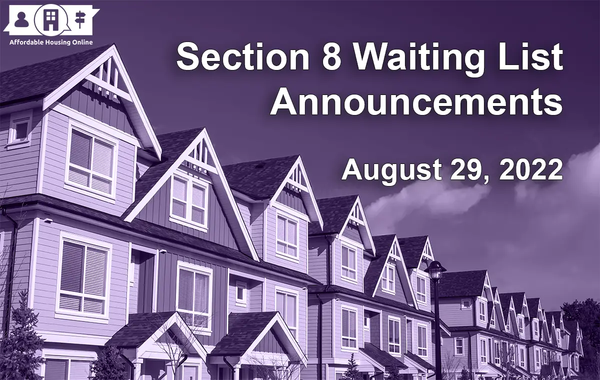 Section 8 Waiting List Announcements: August 29, 2022 | AHO News